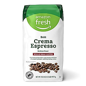 Amazon Fresh Bold Crema Espresso, Whole Bean, Medium Roast, 2.2 lb