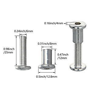 MroMax M6 Binding Screws, M6 x 25mm Stainless Steel Binding Screws and Rivet Socket Cap Connecting for Binding Baby Bed Furniture, DIY Leather, Scrapbook and Photo Albums 5Pcs