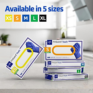 Medline FitGuard Touch Nitrile Exam Gloves, 100 Count, X-Small, Powder Free, Disposable, Not Made with Natural Rubber Latex, Excellent Sense of Touch for Medical Tasks, Durable for Household Chores