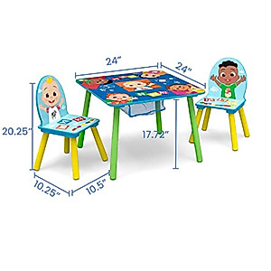 Delta Children Kids Table and Chair Set with Storage (2 Chairs Included) - Greenguard Gold Certified - Ideal for Arts & Crafts, Snack Time, Homeschooling, Homework & More, CoComelon