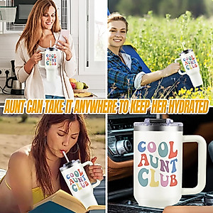 Auntie Gift Ideas, Aunt Gifts from Niece, Nephew - Cool Aunt Gift for Aunt to Be, Auntie, New Aunt, Promoted to Aunt Gifts - Birthday, Mothers Day, Christmas Gift for Aunt - 40oz Tumbler W Lid Straw