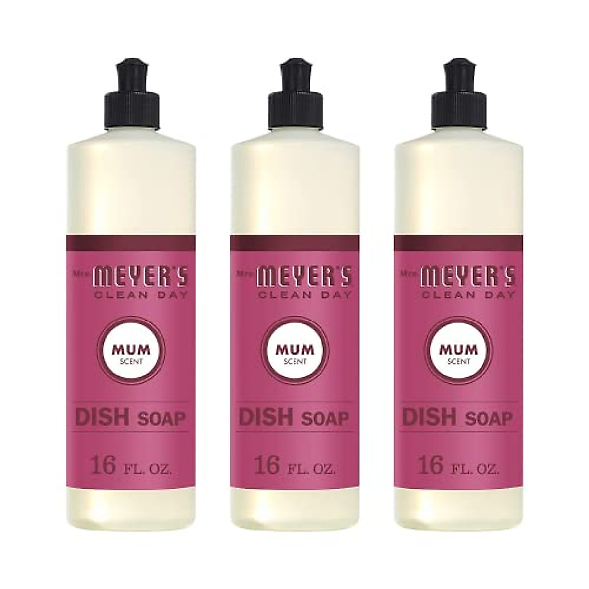 MRS. MEYER'S CLEAN DAY Liquid Dish Soap, Biodegradable Formula, Mum, 16 Fl Oz. (Pack of 3)