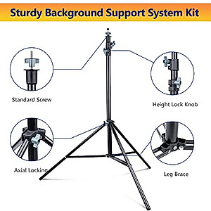 Aureday Backdrop Stand, 8.5x10ft Adjustable Photo Backdrop Stand for Parties, Heavy Duty Background Stand with Travel Bag, 6 Backdrop Clamps, 4 Crossbars, 2 Sandbags for Wedding/Decorations/Photoshoot