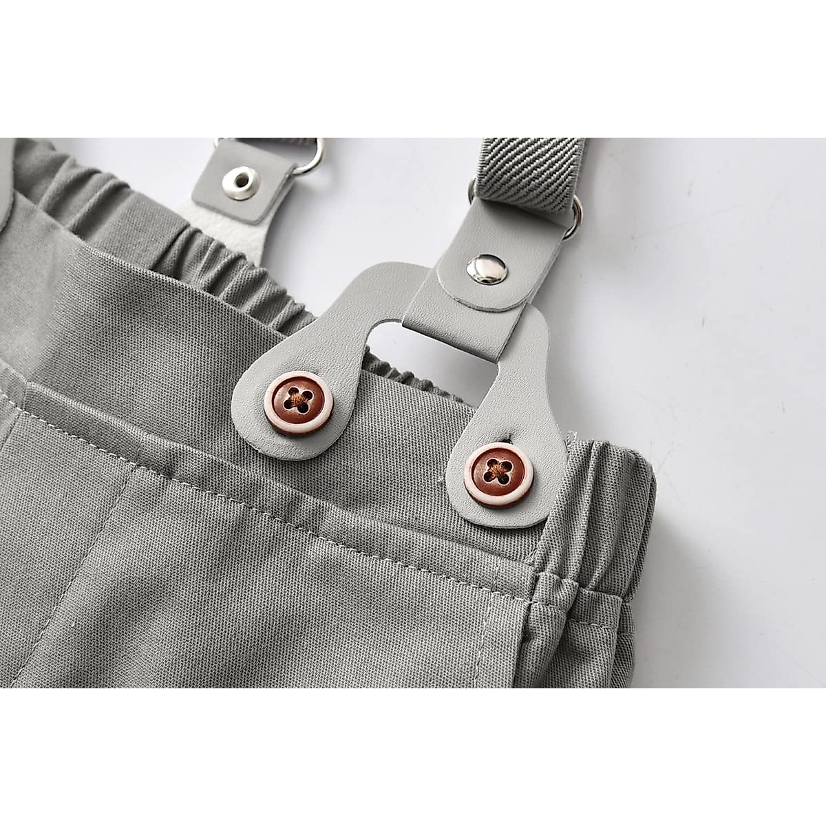ALINTU Toddler Dress Clothes, Long Sleeve Dress Shirt + Suspender Pants Set, Gentleman Outfits for Boys, Grey, 2-3T = Tag 100