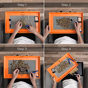 VIVOSUN Heavy Duty 2-in-1 Trimming Tray for Herbals Collecting, Dry Sift Screen Set with 150 Micron Fine Mesh Screen and 2 Trimming Scissors, Orange