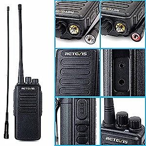 Retevis RT1 Handheld Radios Two Way Long Range,Strong Penetration 2 Way Radio with 3000mAh Rechargeable,VOX Adjustable Professional Walkie Talkies with Earpiece and Mic Set(4 Pack)