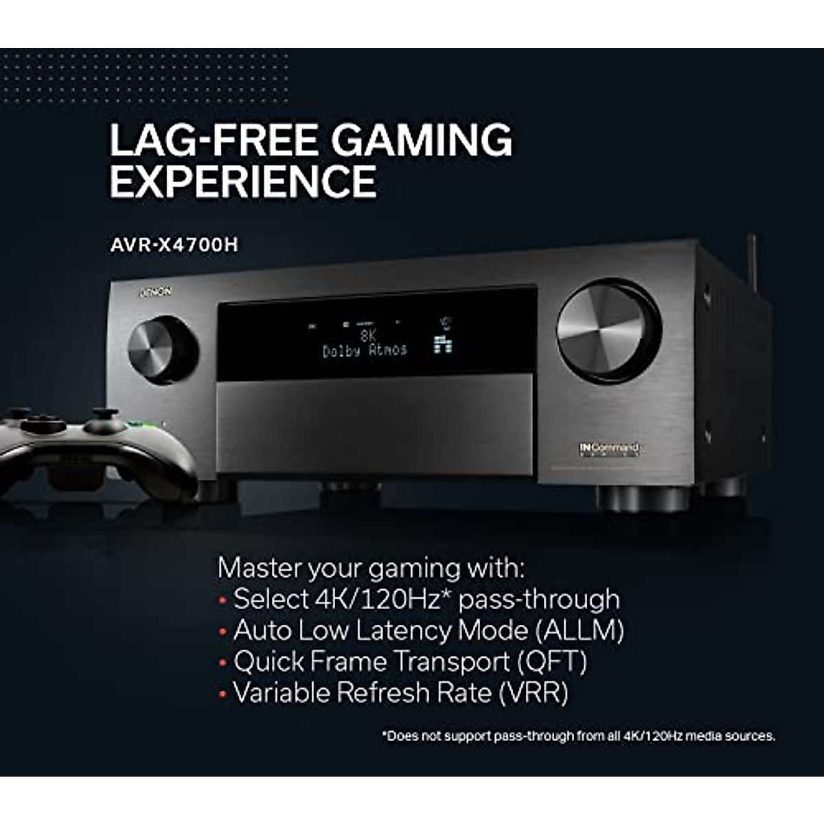 Denon AVR-X4700H 8K Ultra HD 9.2 Channel (125 Watt X 9) AV Receiver 2020 Model - 3D Audio & Video with IMAX Enhanced, Built for Gaming, Music Streaming, Alexa + HEOS