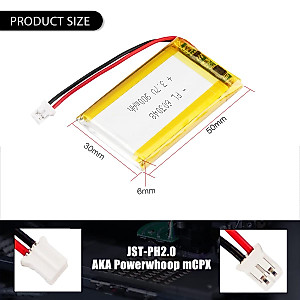 YDL 3.7V 900mAh 603048 Lipo Battery Rechargeable Lithium Polymer ion Battery Pack with PH2.0mm JST Connector