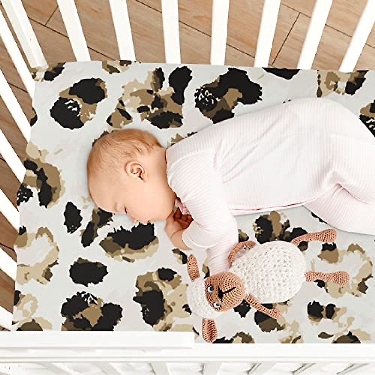 Brown Leopard Print Cheetah Baby or Toddler Fitted Crib Sheet for Girl and Boy 52 x 28 inch
