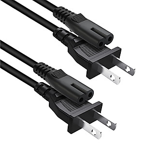 2-Pack 2 Prong AC Power Cord for Samsung 24" 32" 40" 43" 48" 49" 50" 55" 60" 65" 75" inch, UN40 UN43 UN48 UN49 UN50 UN55 UN60 UN65 UN70 UN75 UN78 LCD Smart 4K TV AC Power Supply Cord Cable Replacement