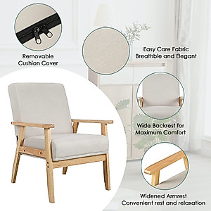 Homajor Accent Chairs, Mid Century Modern Armchairs for Living Room/Bedroom, Beige