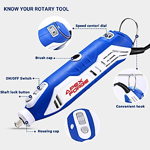 APEXFORGE M0 Rotary Tool Accessories Kit + M6 Rotary Tool Kit, Keyless Chuck & Flex Shaft, 357 + 172 Accessories, 6-Speed, 4 Attachments & Carrying Case, Ideal for Cutting/Sanding/Drilling/Sharpening