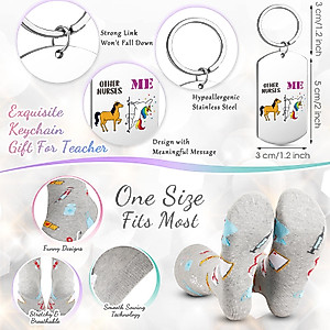3 Pieces Novelty Nurse Gifts Set Including 20 oz Tumbler Mug Nurse Themed Crew Sock Other Nurses Me Unicorn Keychain, Chrismas Birthday Present for Nurse, Registered Nurse, Nurse Practitioner