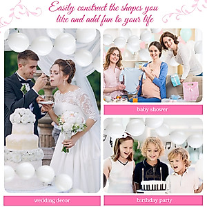 100 Pcs Link Balloon Linking Balloon Latex Linkable Balloons Connected Wedding Party Decoration (White, 10 Inch)