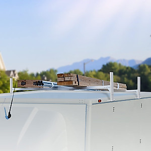 VEVOR Trailer Ladder Rack, 51.2" to 81.1" Adjustable Ladder Racks for Van, 400 LBS Capacity Aluminum Alloy Roof Racks, Drilling Van Ladder Rack for Open and Enclosed Trailers, 2 Pcs