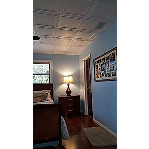 A La Maison Ceilings R24 Line Art Foam Glue-up Ceiling Tile (128 sq. ft./Case), Pack of 48, Plain White