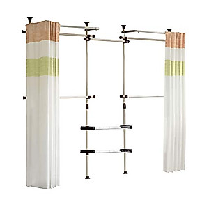 PRINCE HANGER, Deluxe 4 Tier & Shelf Clothes Rack with Curtain, Clothing Rack, Closet Organizer, Freestanding, Tension Rod, PHUS-0061, Made in Korea