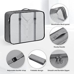 DIMJ Packing Cubes for Suitcase, Mesh Design Suitcase Packing Cubes Set Durable Travel Luggage Organizer, Lightweight Luggage Bags Organizers with Makeup Bag, Shoes Bag.（Grey）