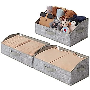 GRANNY SAYS Storage Bins for Shelves, Closet Storage Bins, Linen Closet Organizers and Storage Baskets for Organizing Shirts, Decorative Shelves for Storage Bins Wardrobe Cabinet, Gray, 3-Pack