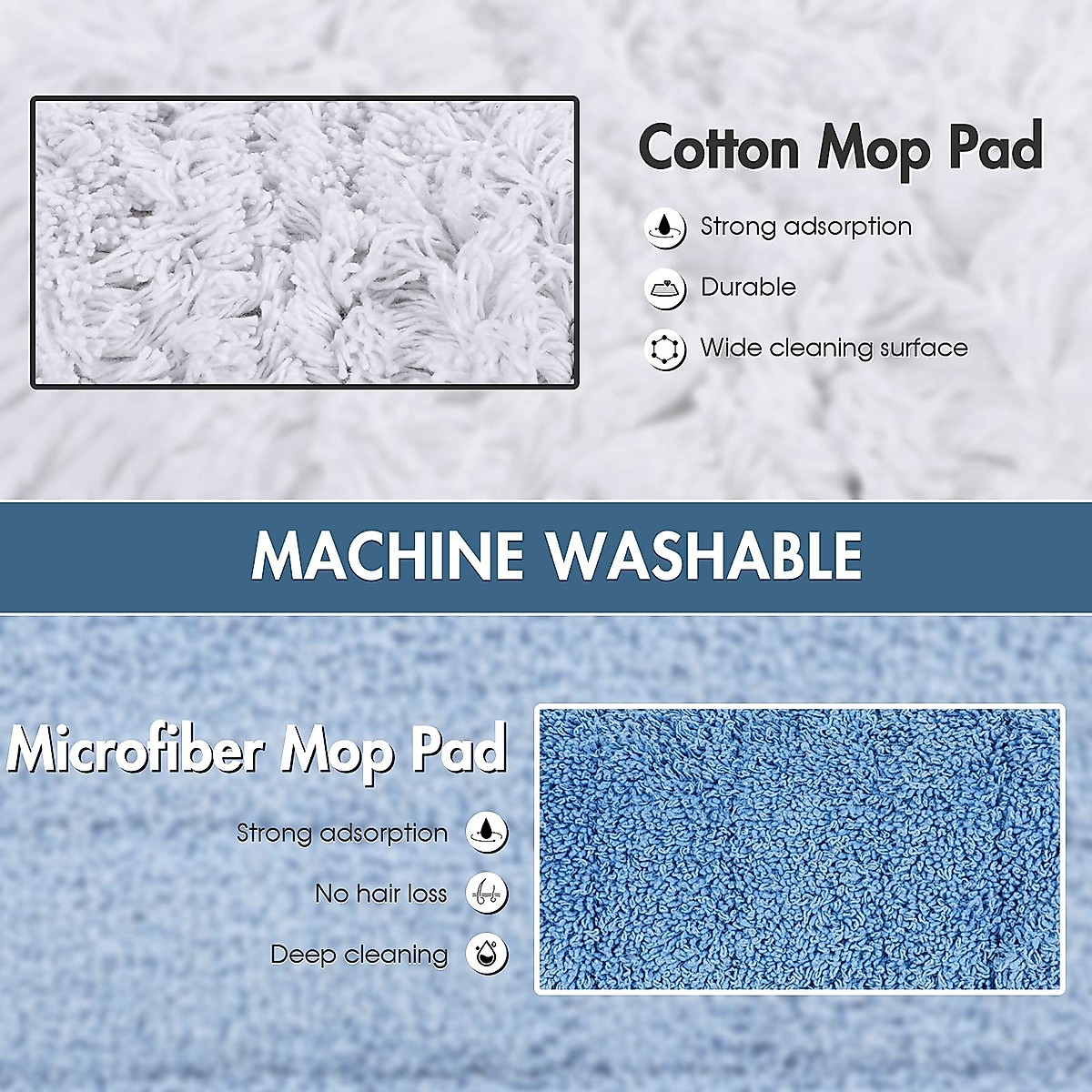 42 Inch Commercial Industrial Mop Dust Mop with 2 Pads, Commercial Mop for Dry and Wet Cleaning, Stainless Steel Handle, Heavy Duty Floor Duster Mop for Warehouse Factory Mall Garage