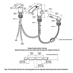 Wowkk Waterfall Roman Tub Faucet Brushed Nickel Deck Mount Bathtub Faucets Brass Tub Filler Bathroom Faucets with Hand Shower