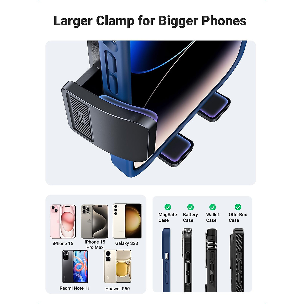 UGREEN Car Phone Holder Phone Mount Car Vent Phone Holder Thick Case Friendly Compatible with iPhone 15 14 Pro Max 14 Plus, iPhone 13 12 11 Pro Max Mini SE XS XR 8 7 6 6S Cell Phone