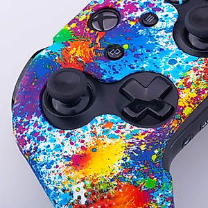 9CDeer Studded Protective Customize Transfer Printing Silicone Cover Skin Sleeve Case + 8 Thumb Grips Analog Caps for Xbox One/S/X Controller Paints Compatible with Official Stereo Headset