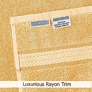 COTTON CRAFT Ultra Soft Hand Towel - Set of 6 Pure Cotton Plush Absorbent Quick Dry Easy Care Bathroom Face Towels - Everyday Luxury Hotel Spa Gym Shower Pool Beach Kitchen Travel Dorm -16x28- Yellow