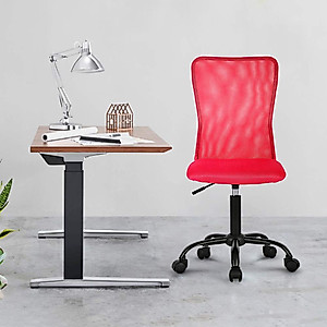 Office Chair Desk Chair Computer Chair with Lumbar Support Ergonomic Mid Back Mesh Adjustable Height Swivel Chair Armless Modern Task Executive Chair for Women Men Adult, Red