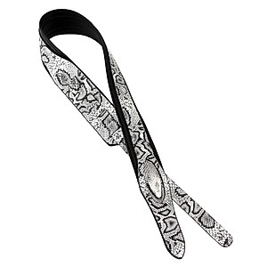 Walker & Williams SF-03 White & Black Textured Snake Pattern Guitar Strap with Snakehead