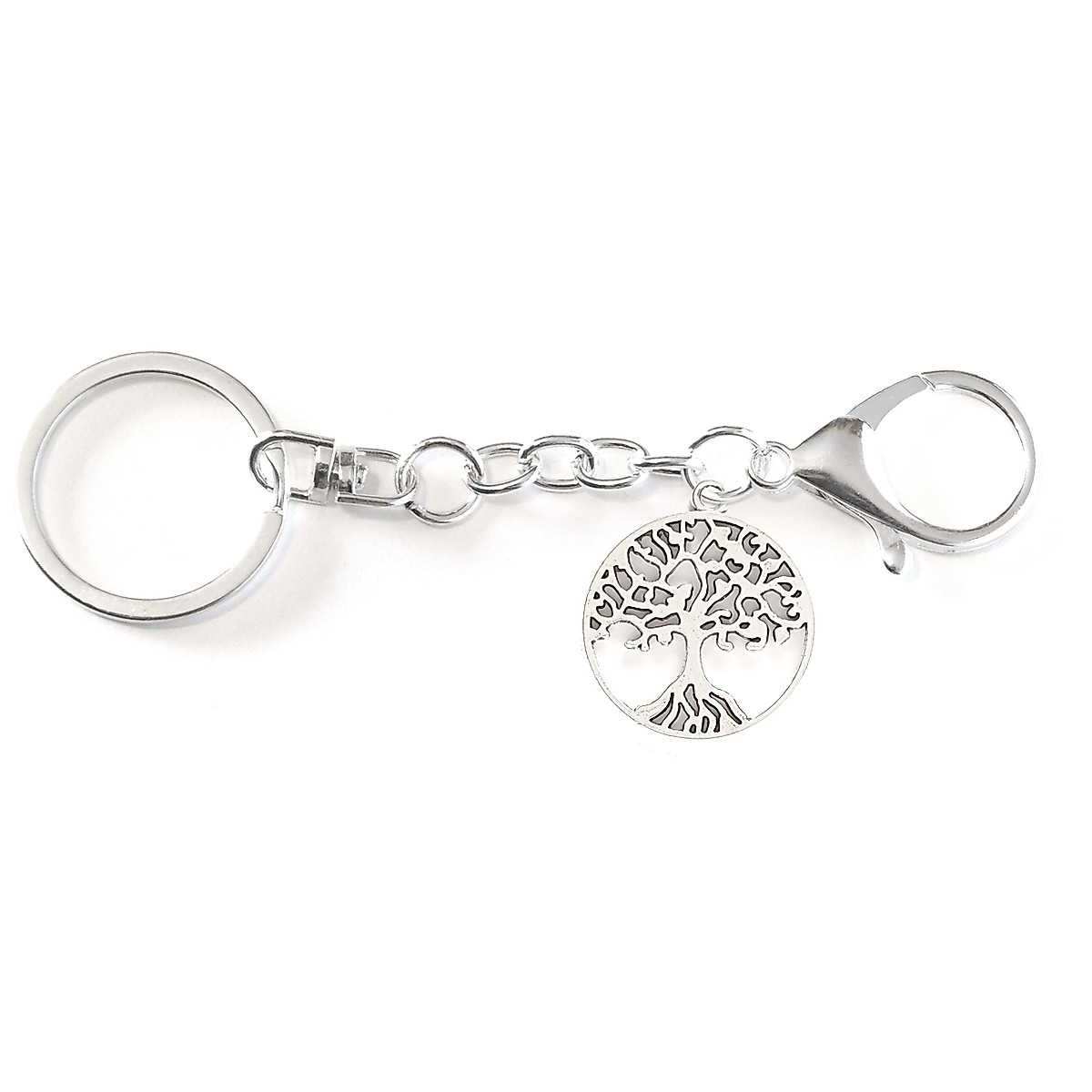 Tree Of Life Keychain - Filigree Patterned Tree Charm - Swivel Keyring and Clip - Family Key Chain - Handmade by Green Acorn Kitchen