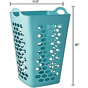 CR-FUSE 2 Pcs of Mainstays Flexible Square Teal Laundry Hamper, Great Laundry Basket 26 Inches(2-Pack)