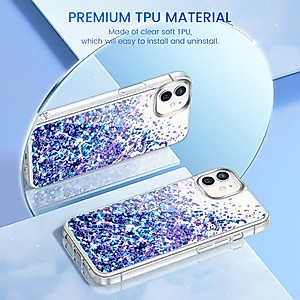 Caka Case for iPhone 12 Glitter Case, iPhone 12 Pro Glitter Case Girly Girls Women Bling Liquid Sparkle Fashion Flowing Quicksand Case for iPhone 12 12 Pro (6.1 inches) (Blue Purple)