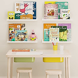 You Have Space Lagos 17" Kids Bookshelf, Picture Ledge Shelf for Living Room Decor, Office Decor and Farmhouse Kitchen Decor, White Set of 4