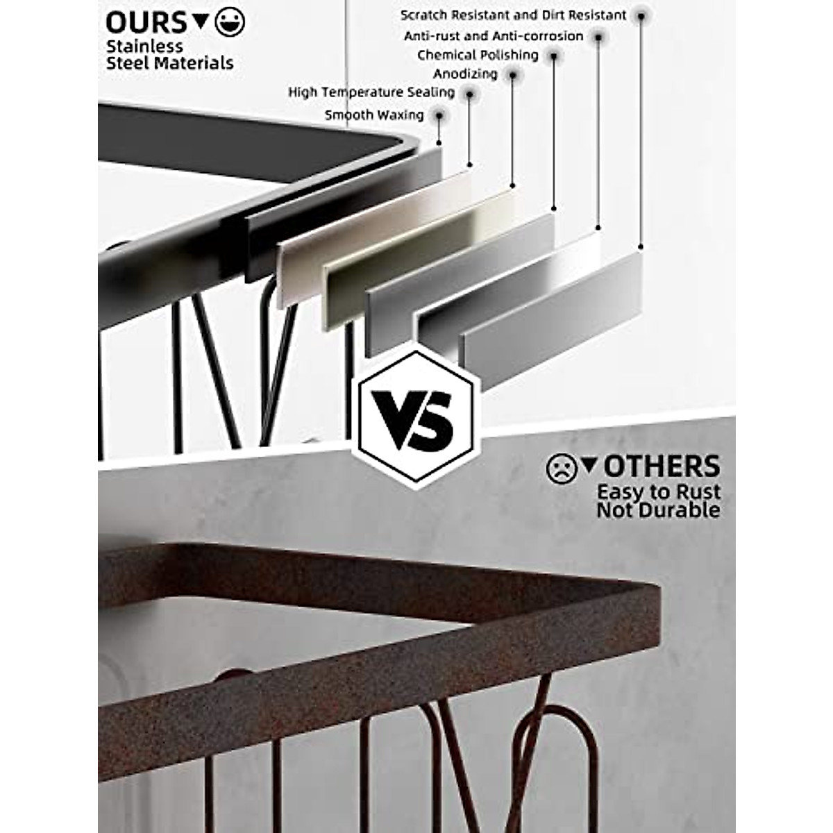 2-Pack Shower Caddy with Hooks Adhesive Shelf Shower Organizer Bathtub Storage Accessories, No Drilling Wall Mounted Stainless Steel Shower Shelves for Inside Shower for Bathtub and Kitchen, Black