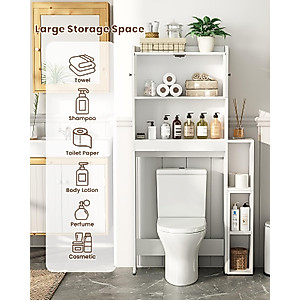 Seeday Over The Toilet Storage Cabinet, Space Saver Bathroom Shelf Over Toilet with Toilet Assistance Cabinet, Bathroom Storage Over The Toilet with Adjustable Feet Pad