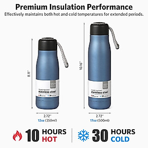 Small Water Bottle 12 oz, Dusgut Insulated Water Bottle,Stainless Steel,Wide Mouth Portable Lid, Air Force Blue