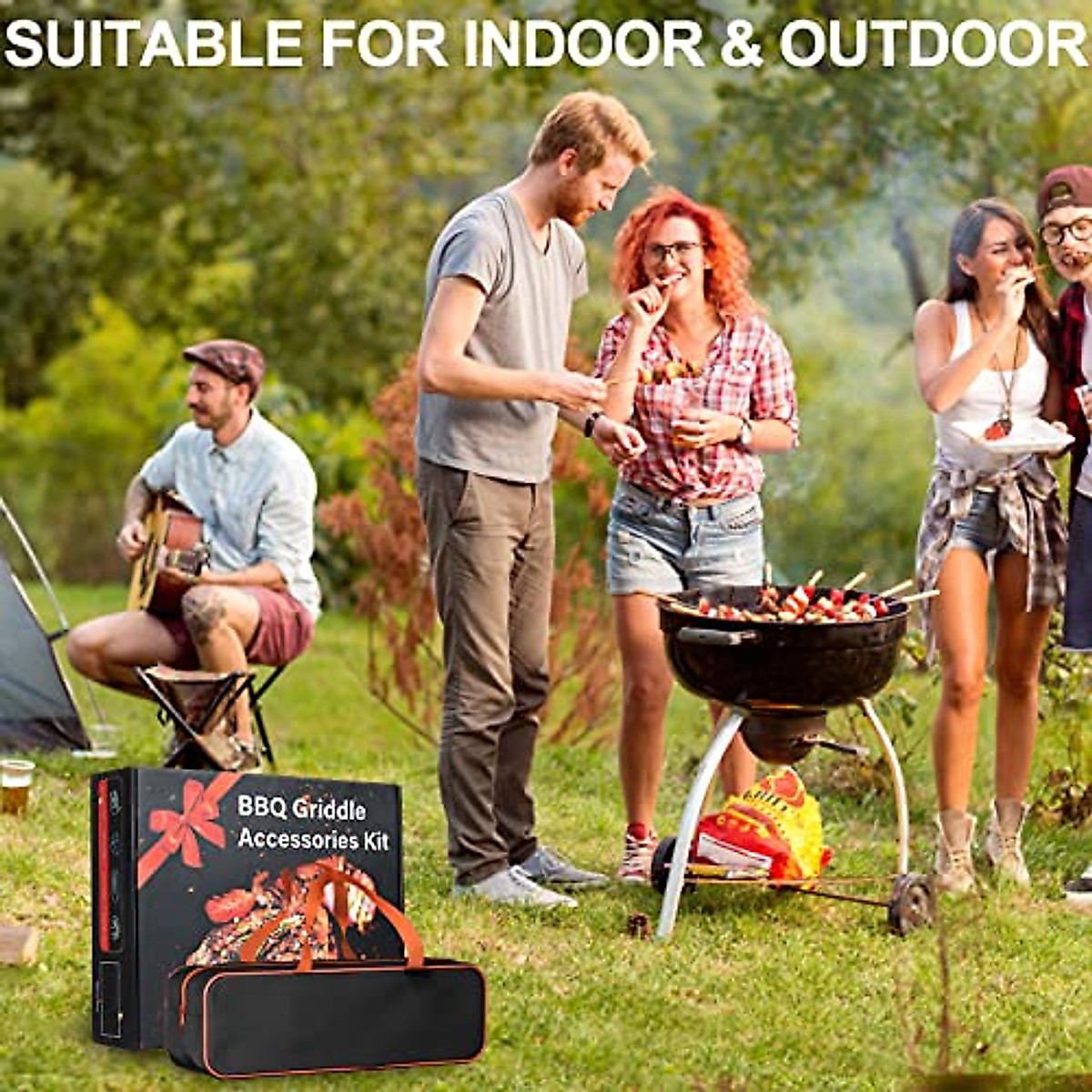 Griddle Accessories Kit,121PC Grill Griddle Accessories Set for Camp Chef, Professional Flat Top Griddle Accessories Tool Kit with Slotted Spatula, Scraper, Bottle, Tongs, Egg Ring (A)