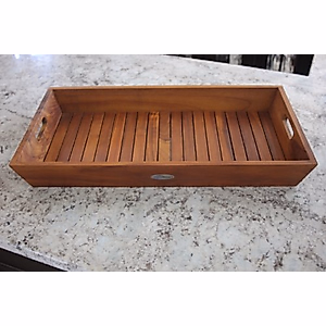 AquaTeak The Original Large Solid Teak Amenities Serving Tray