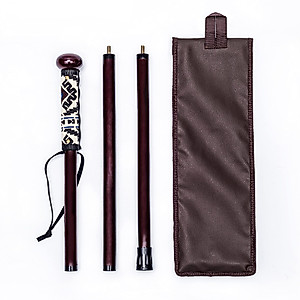 FOREST PILOT 3 Pieces Detachable Hardwood Walking Stick Flat Wooden Ball Head with a Compass (Dark Rose Color, 48 Inches, 1 Piece)…