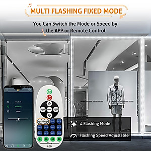 WICHEMI 100ft Storefront LED Light Bluetooth APP Control LED Module for Signs Daylight White 6500K 1.32W 12V DC 200PCS 2835 SMD 3 LED Window Lights for Business Strip Light for Store Advertising Décor