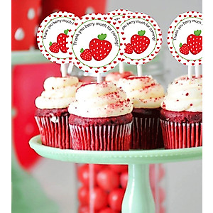 Strawberry Thank You Sticker Labels 1.5 Inch Thank You Berry Much for Coming Stickers - Sweet Strawberry Themed Birthday Party Favors Thank You Sticker Labels 250 Pcs