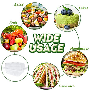 Xanllaxa 100 PCS Clear Plastic Square Hinged Food Container,Plastic Take Out Containers,Disposable Clamshell Food Containers for Salads,Pasta,Dessert,Sandwiches(5.3x4.7x2.8 In)