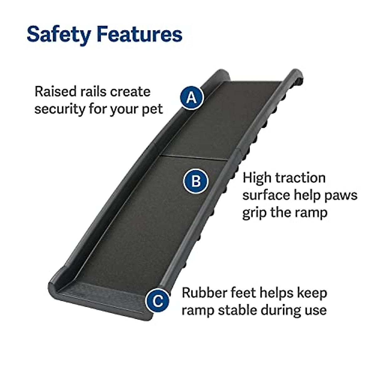 PetSafe Happy Ride Folding Dog Ramp for Cars, Trucks, & SUVs - 62 Inch Portable Pet Ramp for Large Dogs with Siderails, Non-Slip - Weighs Only 10 lb, Supports up to 150 lb, Easy Storage, Folds in Half