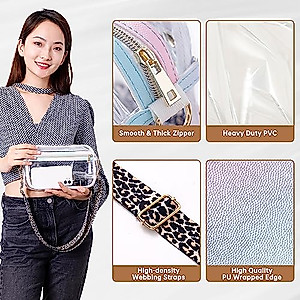 Clear Crossbody Bag stadium approved,Clear Bag for Women men Transparent bag for Concerts Sports for Concerts Sports（Gradual1++Leopard Print Shoulder Strap）