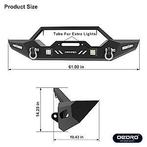 OEDRO Front & Rear Bumpers w/Tire Carrier Compatible for 2018-2025 Jeep Wrangler JL & Unlimited JLU (2/4 Doors), Full Width Back Bumper w/ 4 x LED Lights & Hitch Receiver & D-Rings & Reflective Armor