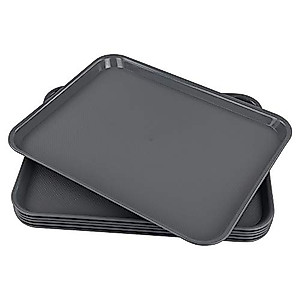 CadineUS 6-Pack Serving Trays, Plastic Fast Food Trays, Grey