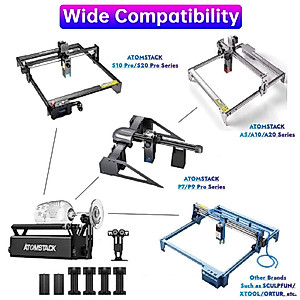 ATOMSTACK R3 Pro Laser Rotary Roller, Engraving Auxiliary Module for Laser Engraver, 360° Y-axis Rotating Roller for Carving of Goblet/Cylindrical/Round/Oversized Objects (R3 Pro Rotary Roller)