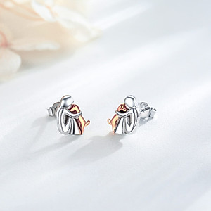 JUSTKIDSTOY Hypoallergenic Dog Earrings 925 Sterling Silver Cute Animal Dog Stud Earrings Dog Jewelry Gifts for Women Dog Lover