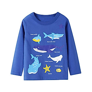 Boy Tee Raglan Long Sleeve Crewneck T Shirt Blue Red Yellow Cartton Car Winter Shirt 3 Pack Set Size 7